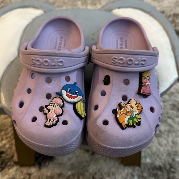 CROCS | Shoes | Crocs Purple Sandals With Charms | Poshmark